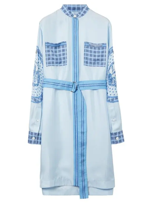 Burberry Monument-printed Satin Shirt Dress - Blue