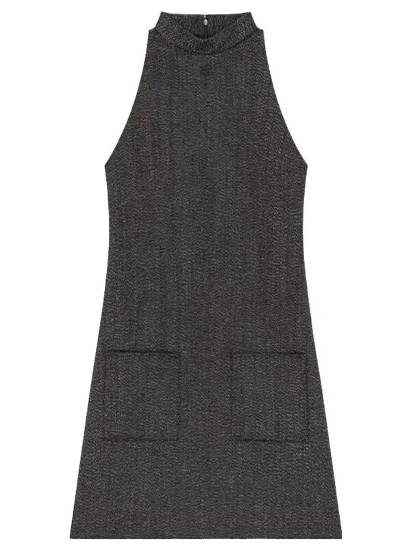 COURREGES Sleeveless A-line Dress With Embroidered Logo - Black