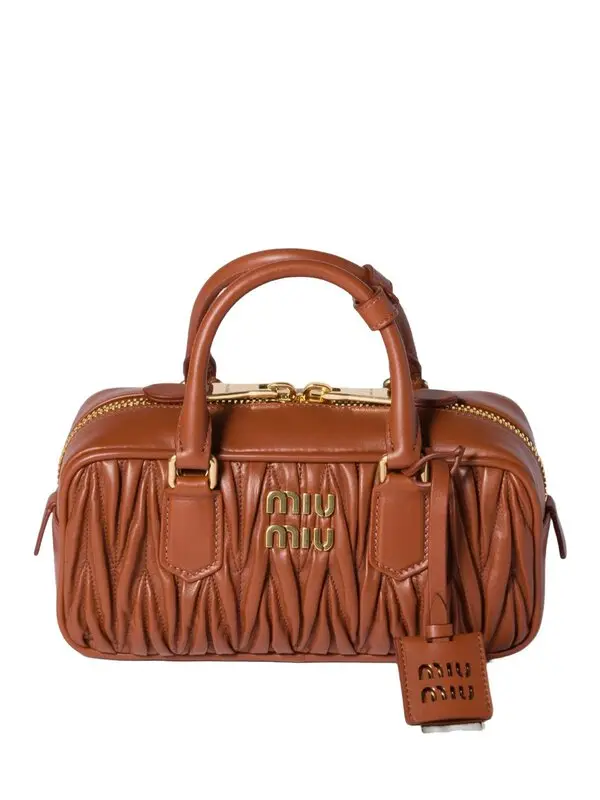Miu Miu Arcadie Matelassé Nappa Leather Bag - Brown