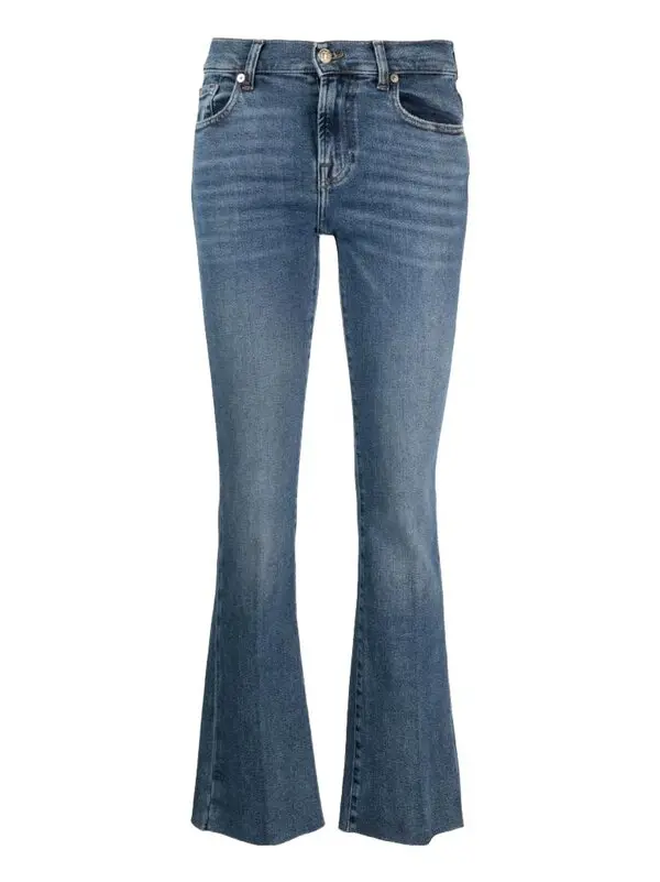 7 For All Mankind Bootcut Jeans With Quilted Trim - Blue