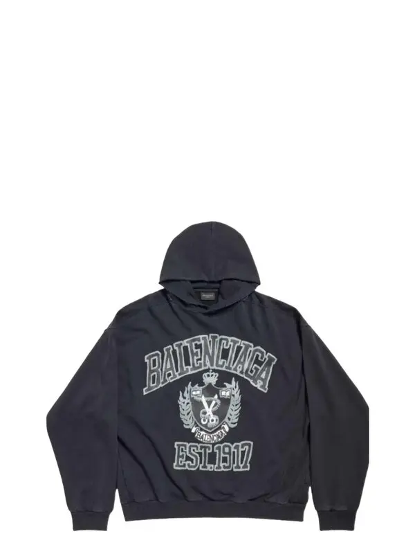 Balenciaga Logo Printed Hoodie - Black