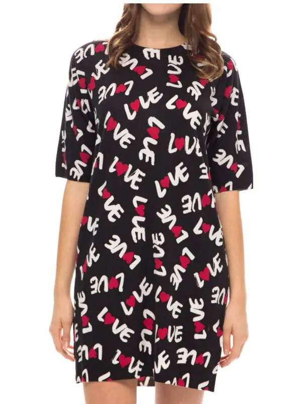 Moschino Love Print Knitted Dress - Black