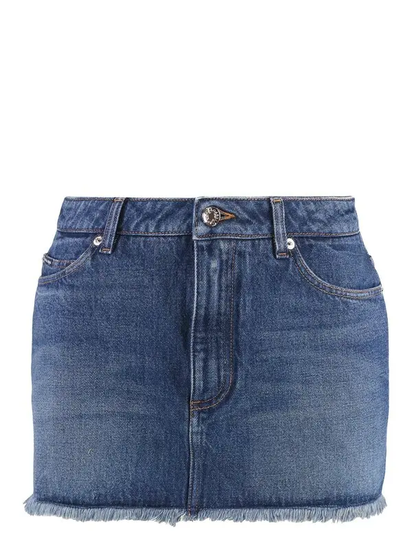 Dolce & Gabbana Frayed Hem Denim Mini Skirt - Blue
