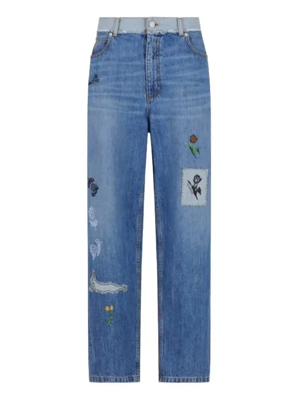 Marni Embroidered Denim Jeans - Blue