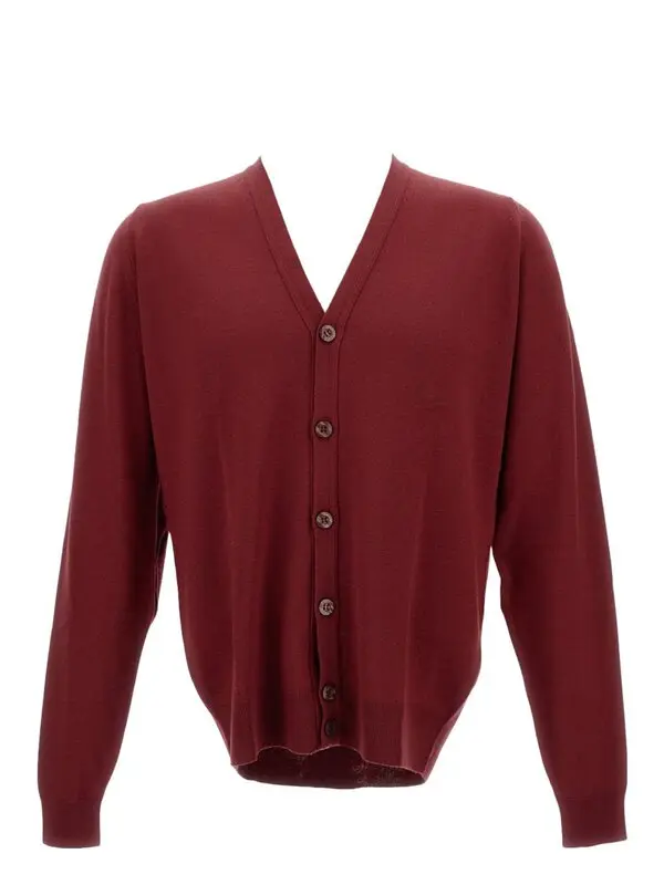 John Smedley Long Sleeved V-neck Cardigan - Brown