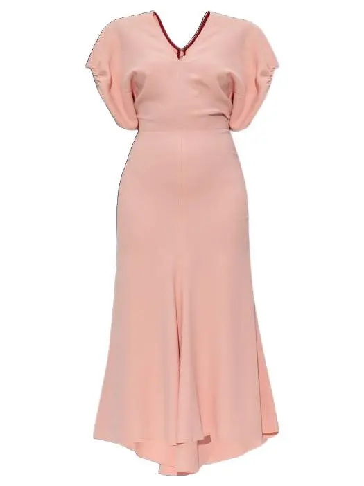 Victoria Beckham Puff-sleeved Midi Dress - Pink