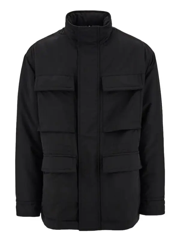 FERRAGAMO Technical Faille Caban Overcoat - Black