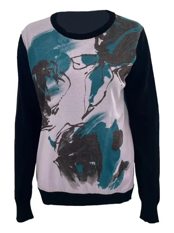 Sportmax Long-sleeved Patterned Sweater - Black