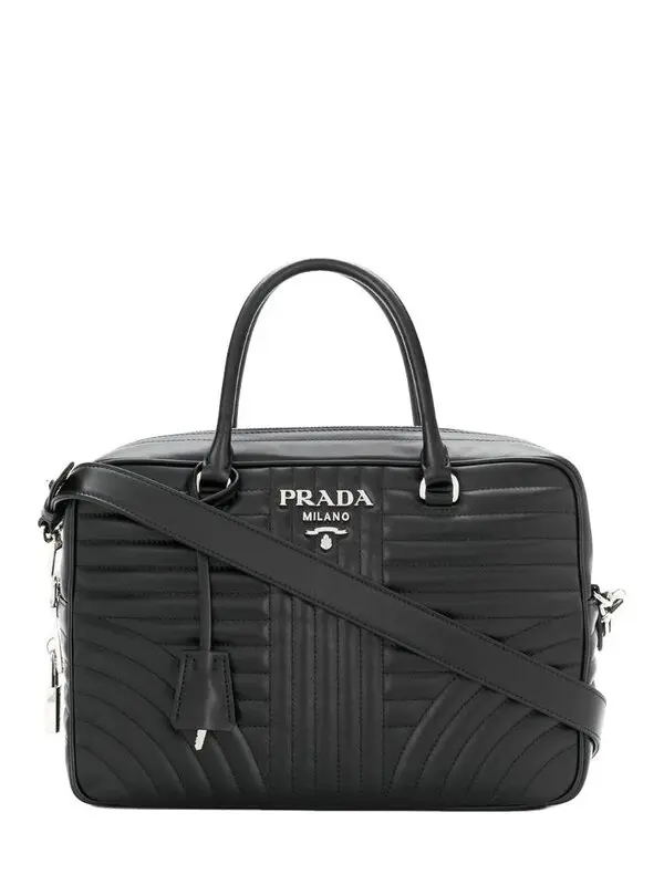 Prada Logo Detail Shoulder Bag - Black