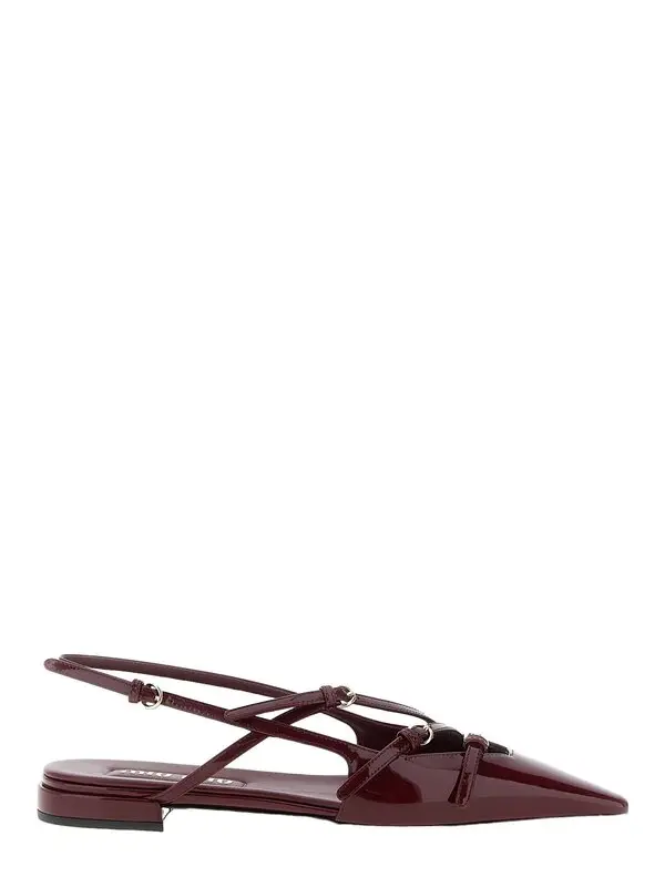 Miu Miu Pointed Toe Slingback Ballerinas - Crimson
