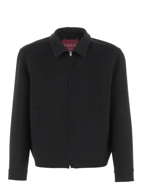 Gucci Collared Zip-up Jacket - Black