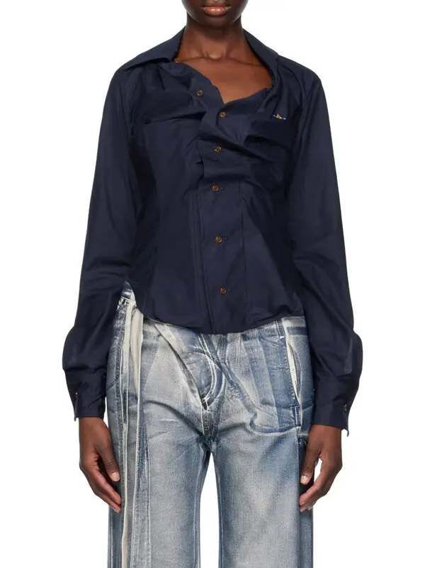 VIVIENNE WESTWOOD Asymmetrical Button-front Shirt - Black