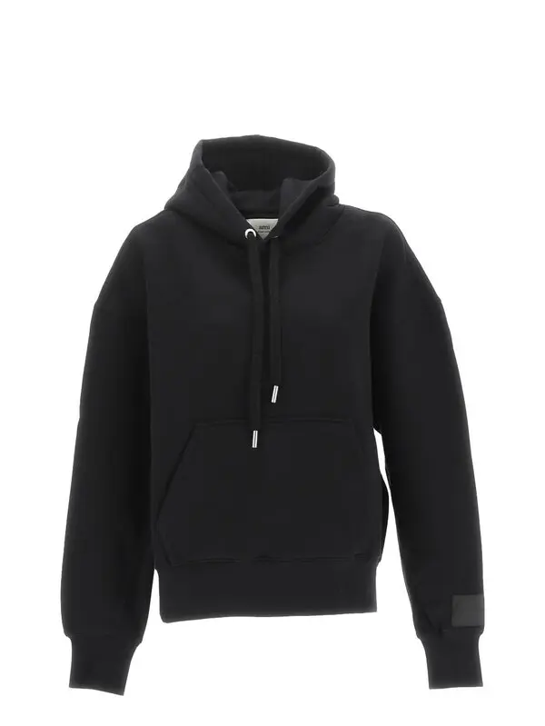 Ami Long-sleeved Drawstring Hoodie - Black