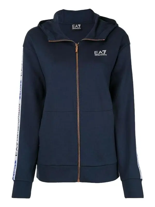EA7 Hooded Logo Zip Jacket - Blue