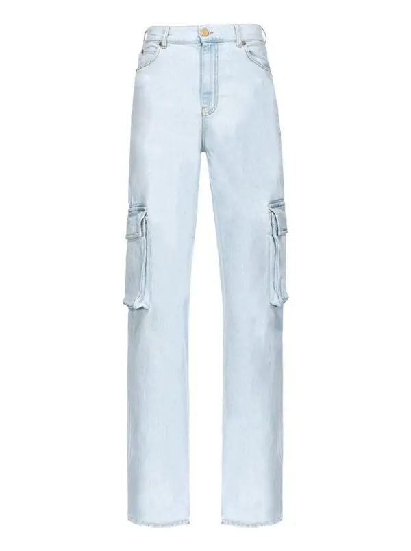 Pinko High Rise Straight Leg Cargo Jeans - Blue