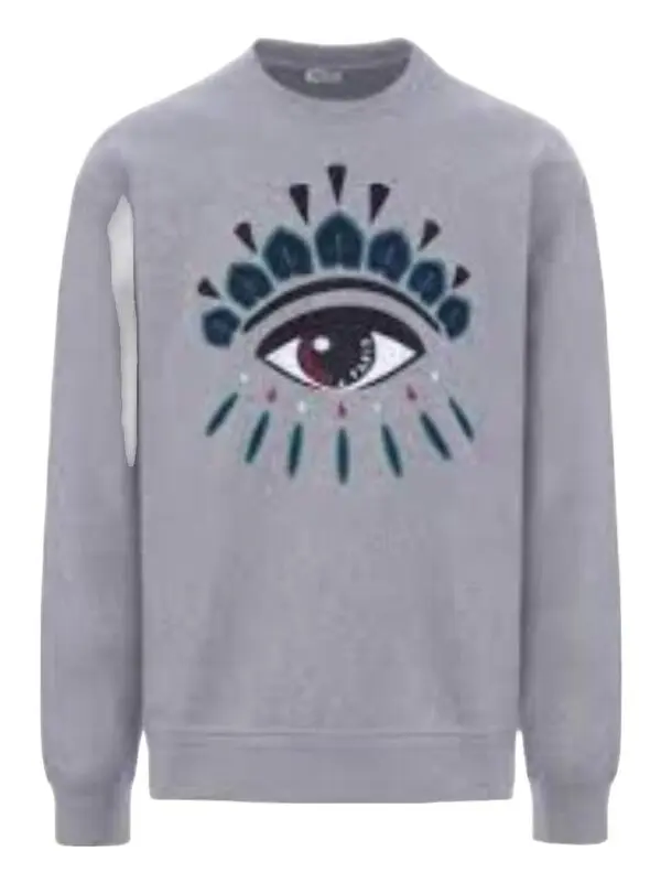 Kenzo Round Neck Sweater With Eye Pattern - Gray