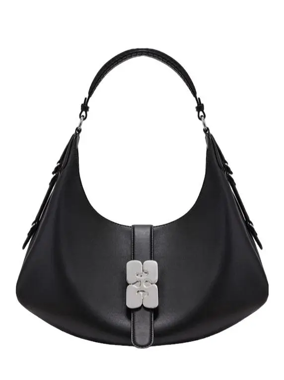 GANNI Butterfly Clasp Small Kat Bag - Black