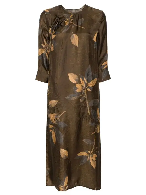 UMA WANG Agina Printed Midi Dress - Brown