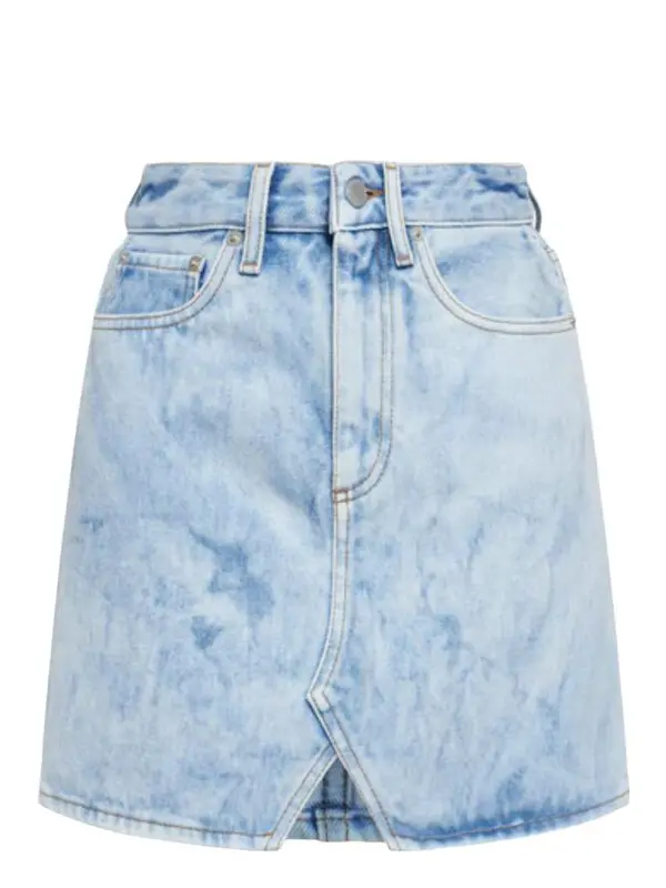 Alessandra Rich Denim Mini Skirt With Belt Detail - Gray