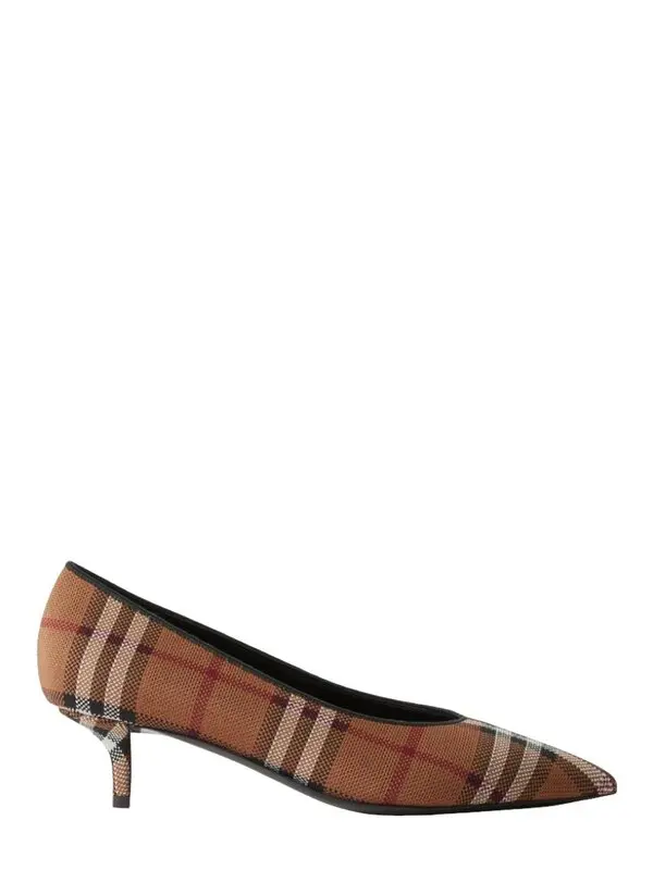 Burberry Plaid Pointed Kitten Heels - Brown