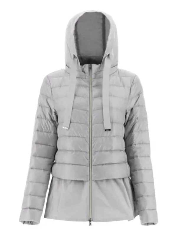 Herno Logo Down Jacket With Satin Drawstring - Gray