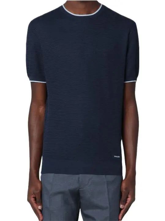 Prada Short Sleeve Crewneck Jumper - Blue