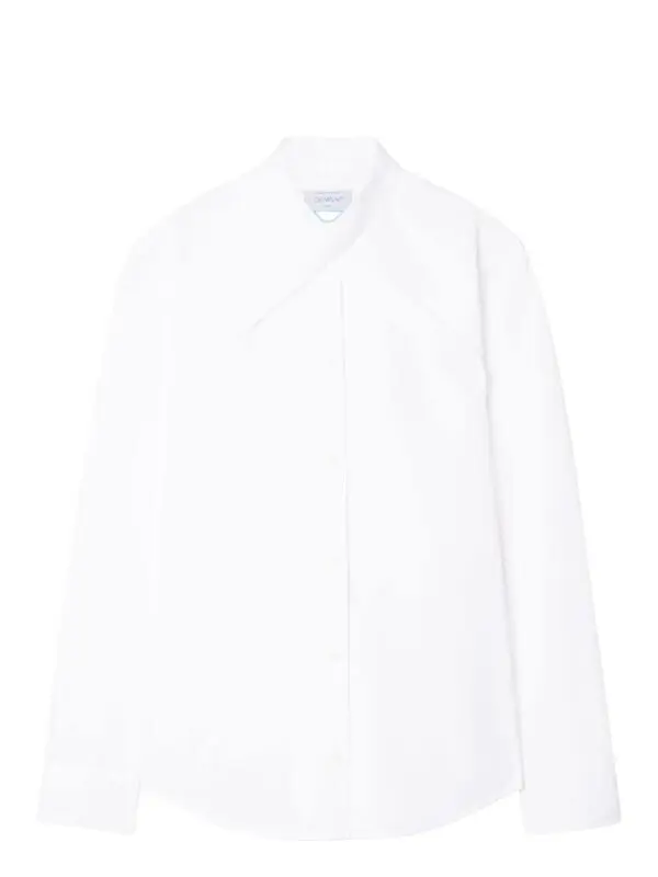 Off-White Logo Embroidered Cotton Shirt - White