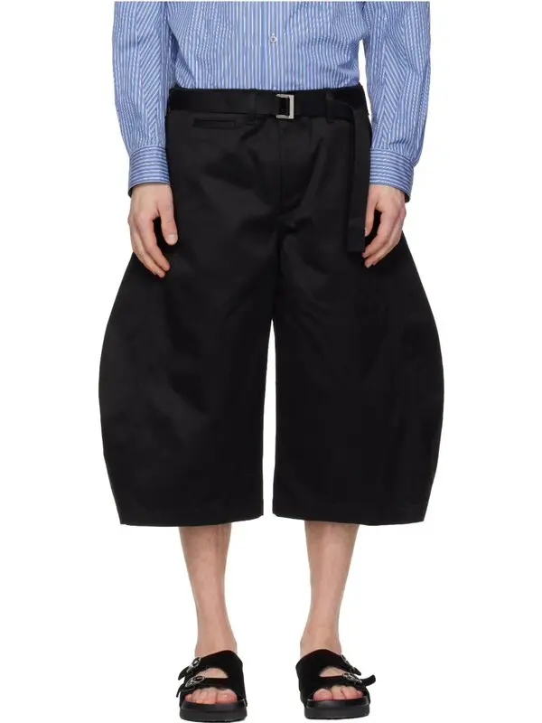Sacai Belt Loop Twill Shorts - Black