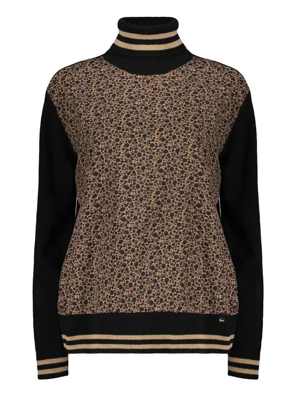 Herno Patterned Turtleneck Knitted Sweater - Black