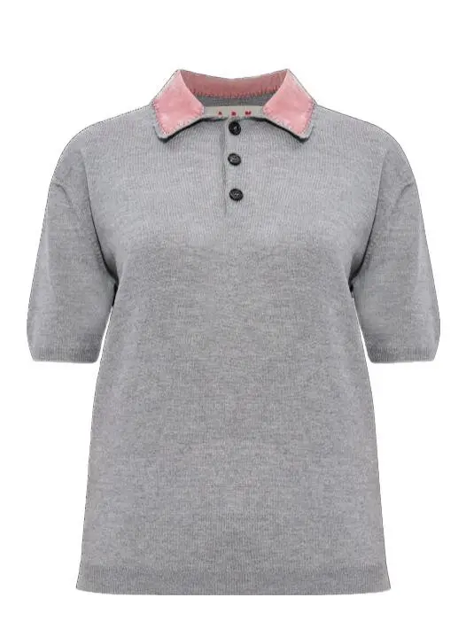 Marni Decorative Collar Polo Shirt - Grey