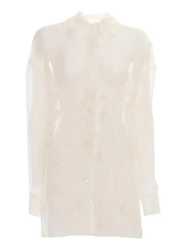 P.a.r.o.s.h Sheer Floral Embellished Shirt - No