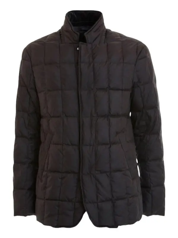 Emporio Armani Quilted Down Jacket With Stand Collar - Black