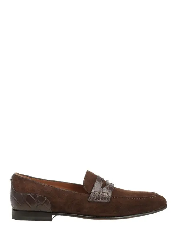 Dolce & Gabbana Suede Loafers With Croc-effect Detailing - Black