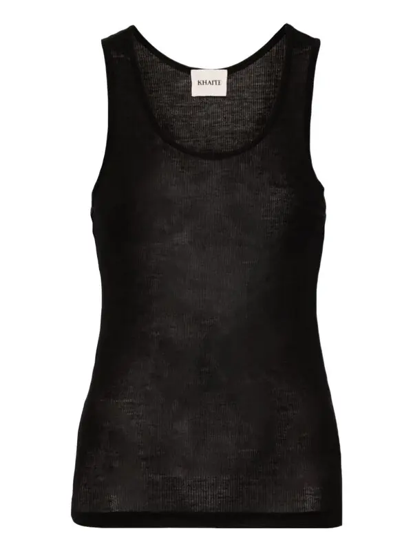 Khaite Johnnie Sleeveless Ribbed Tank Top - Black