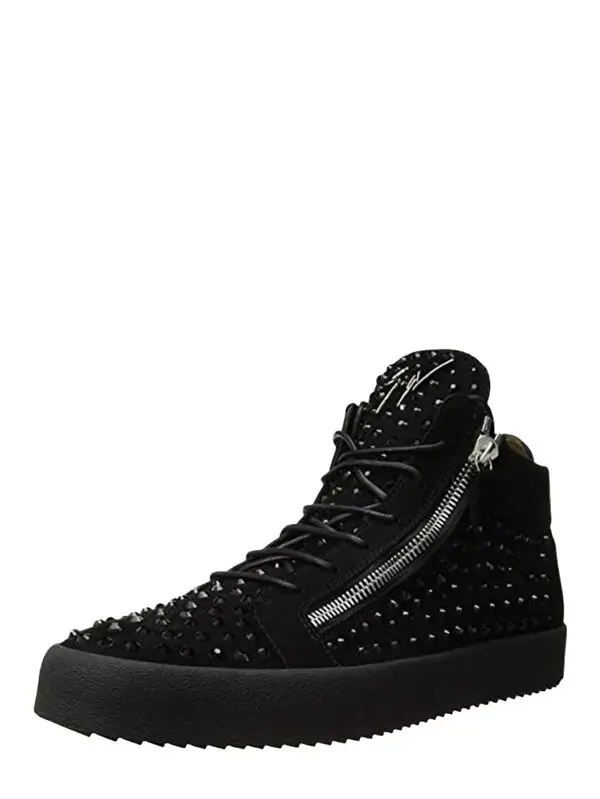 GIUSEPPE ZANOTTI Embellished Tie Fastening Sneakers - Black