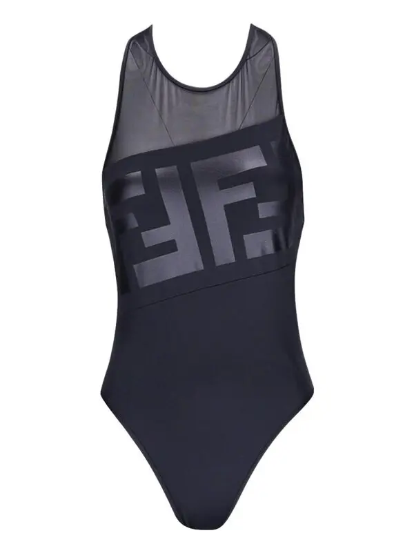 Fendi Logo One-piece Swimsuit - Black
