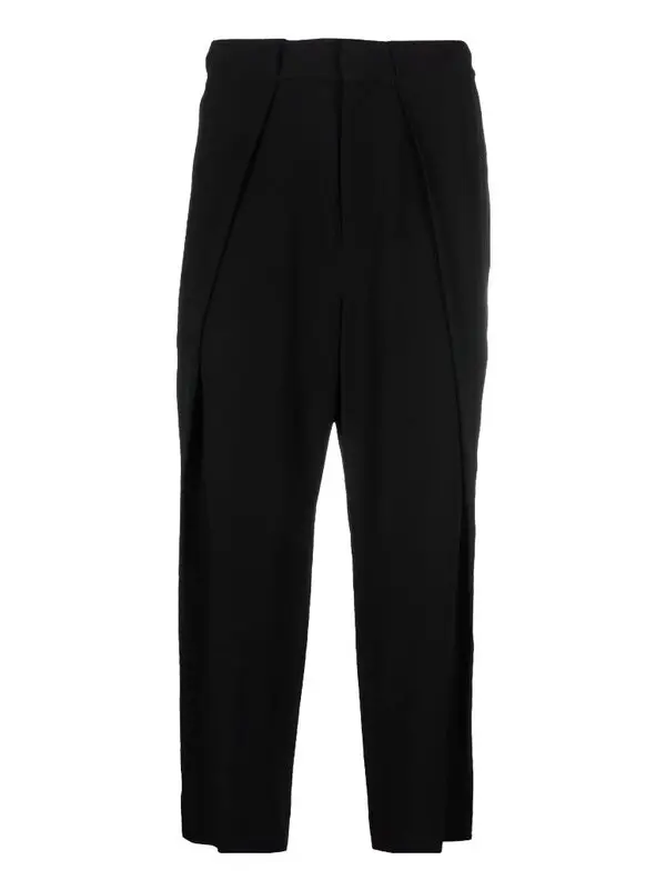Balmain Side Folded Crepe Cropped Trousers - Black