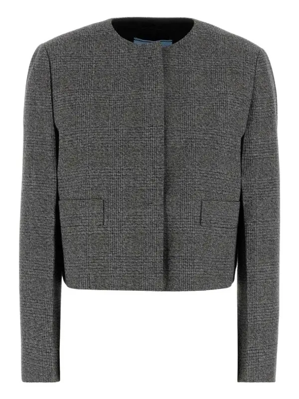 Prada Single-breasted Princes Of Wales Jacket - Slate Grey