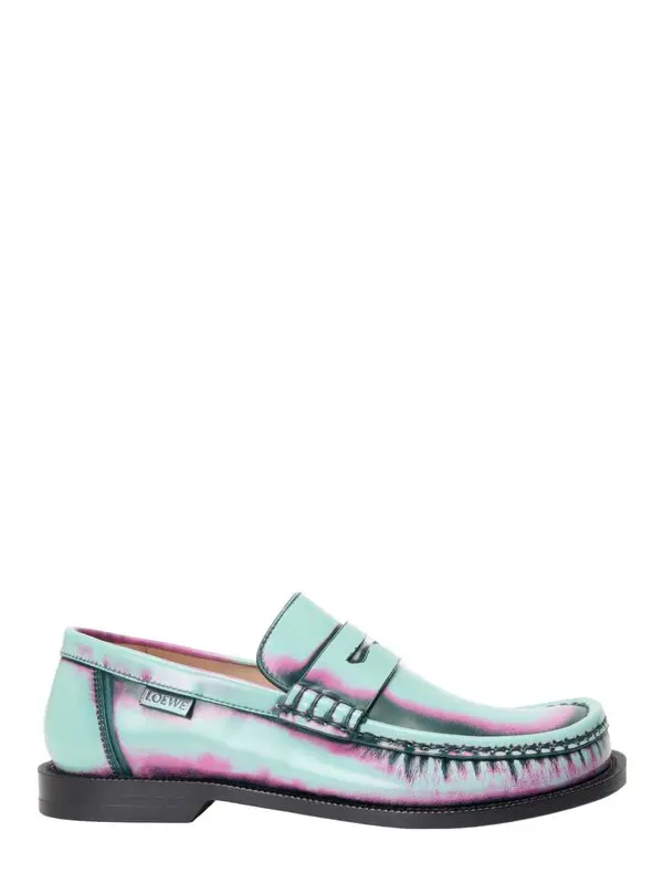 Loewe Campo Brushed Loafers - Mint Green/pink/forest Green