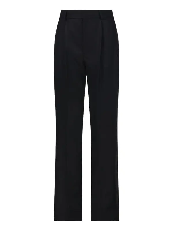 Victoria Beckham Pleated Straight Trousers - Black