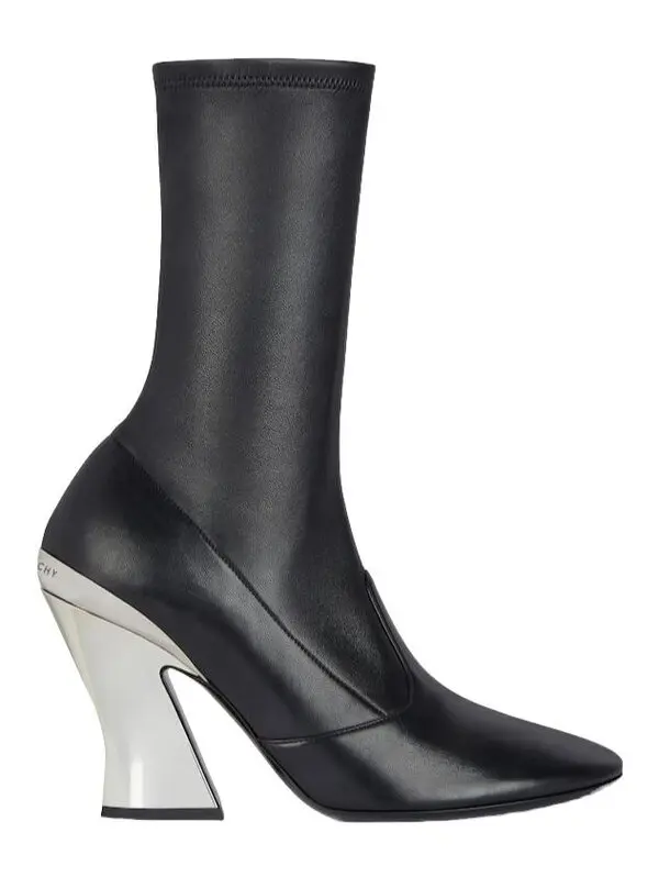 Givenchy Sculpted Ankle Boots In Nappa Leather - Black/silver