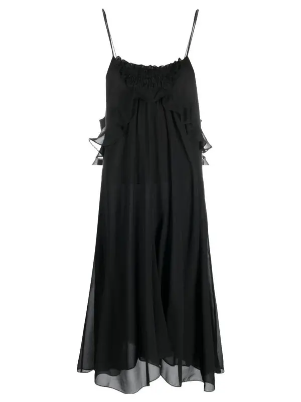 Isabel Marant Étoile Ruffled Silk Midi Dress - Black