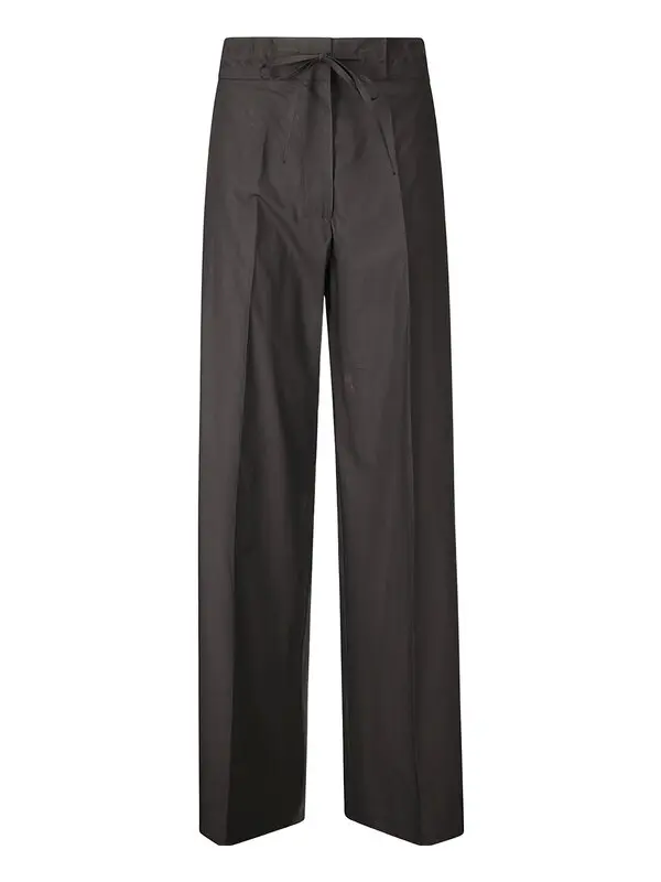 P.a.r.o.s.h Wide Leg Trousers With Drawstring Waist - Black
