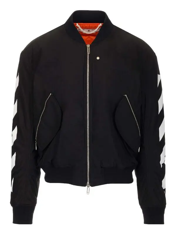 Off-White Diagonal-stripe Bomber Jacket - Black