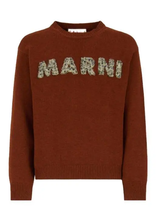 Marni Laser-cut Logo Jumper - Brown