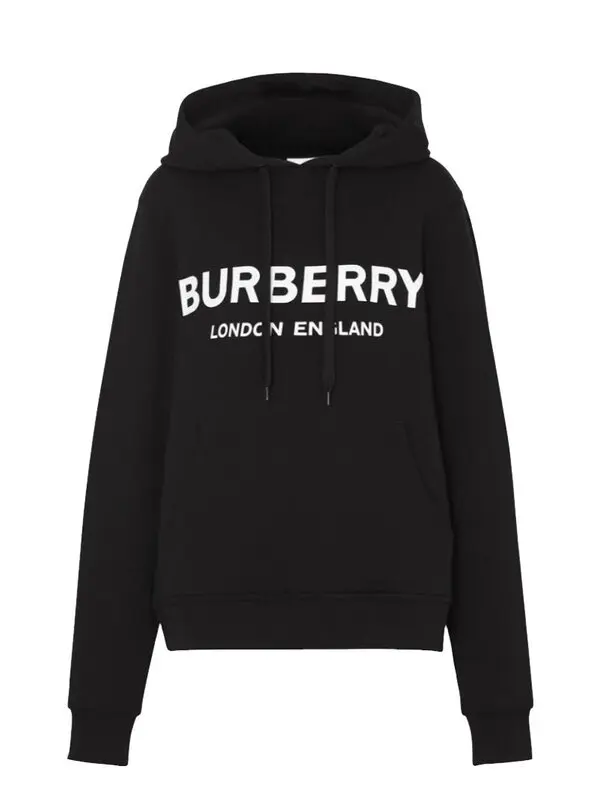 Burberry Logo Print Oversized Hoodie - Black