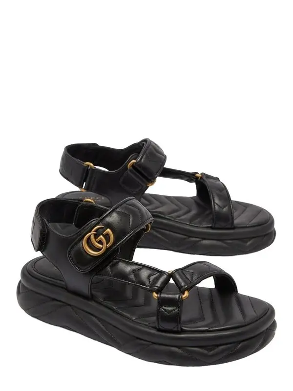 Gucci Double G Quilted Sandals - Black