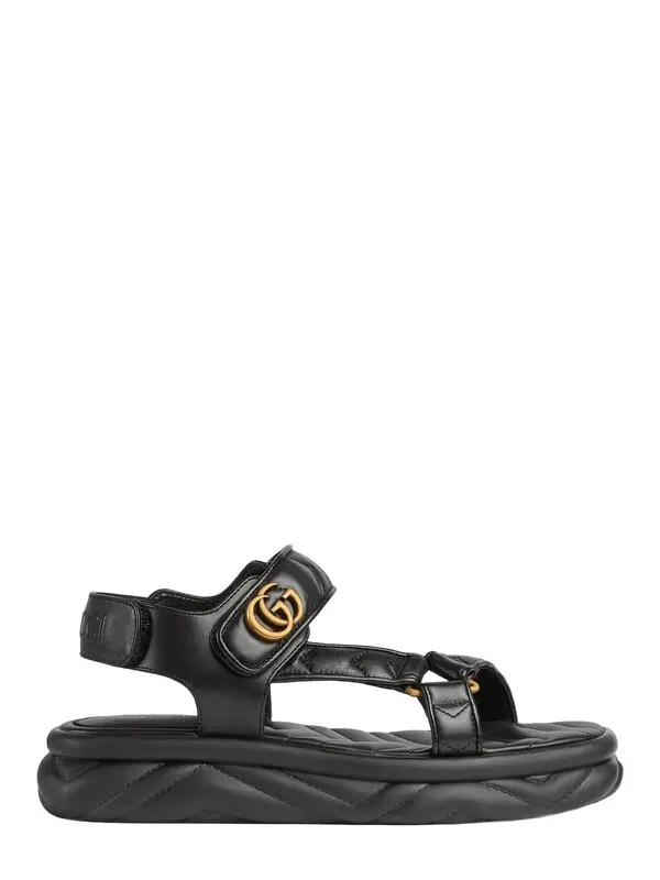 Gucci Double G Quilted Sandals - Black