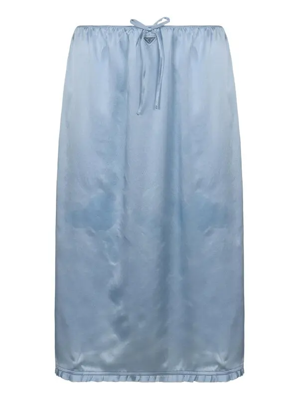 Prada Drawstring Midi Skirt With Ruffled Hem - Blue