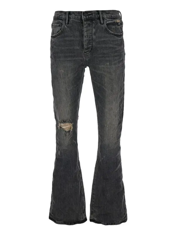 PURPLE BRAND Crinkled Flared Jeans - Black